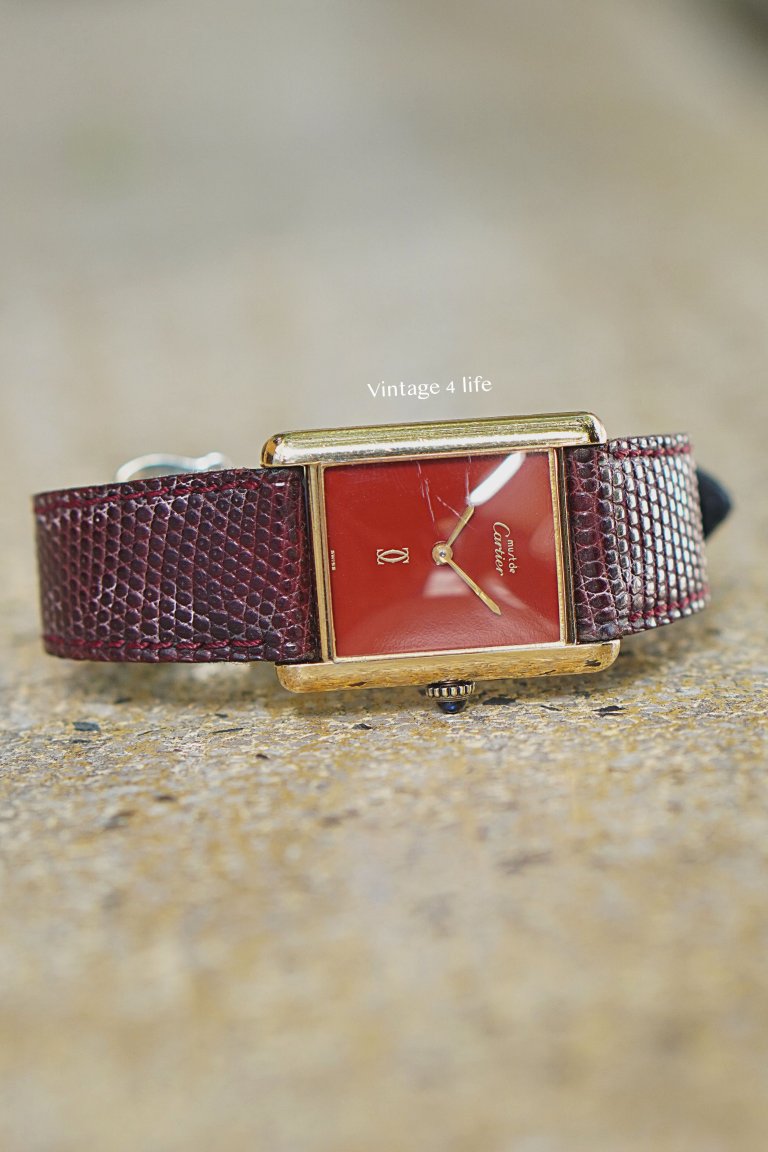Must de CARTIER Tank Manual-winding Bright Red dial - Vintage 4 life