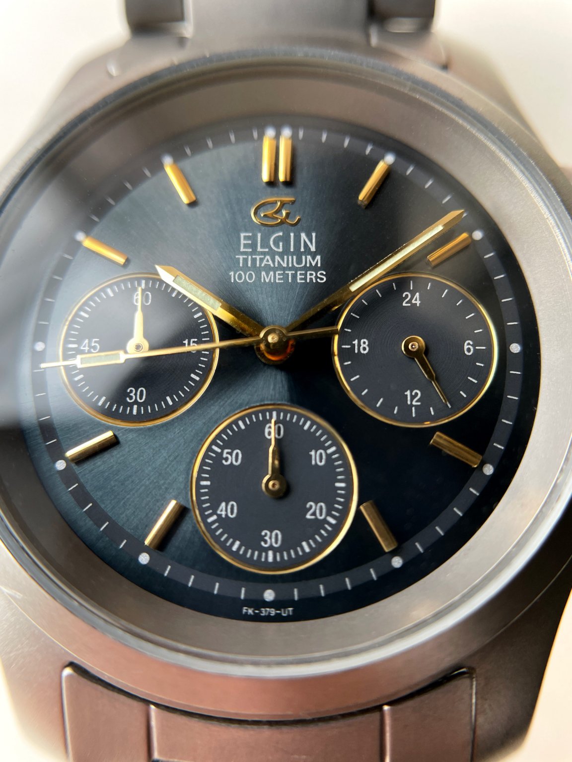 ELGIN Chronograph Titanium FK 379-UT Quartz - Vintage 4 life - Vintage ...